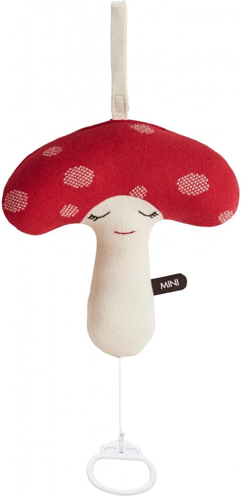 OYOY Hrací závěsná muchomůrka Music Mushroom, červená barva, textil