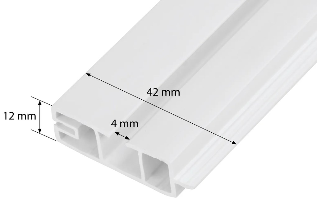 Dekodum Stropní kolejnice z PVC jednořadá bílá Délka: 310 cm, Typ přichycení: žabky