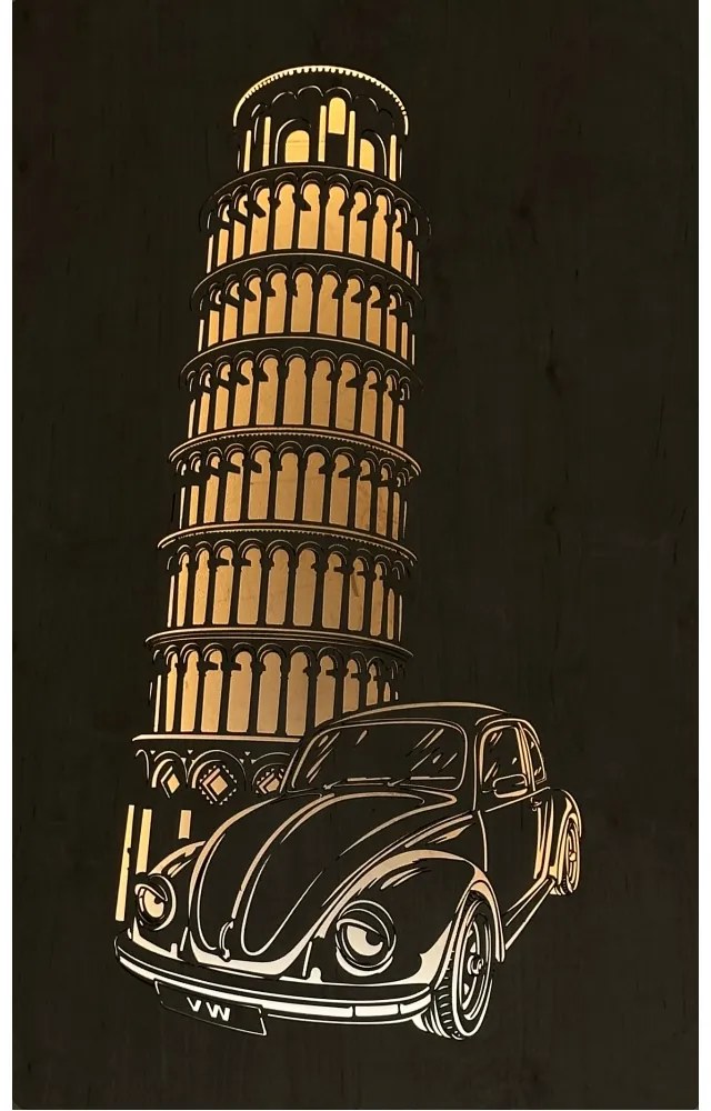 Li-Go "Volkswagen Brouk" světelný obraz 230V 80x50cm provedení povrchu: dub světlý