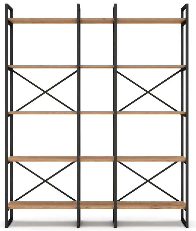 Černý/přírodní regál v dekoru dubu 144x175 cm Dusan – Marckeric