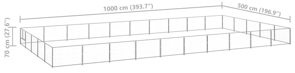 Psí kotec stříbrný 50 m² ocel