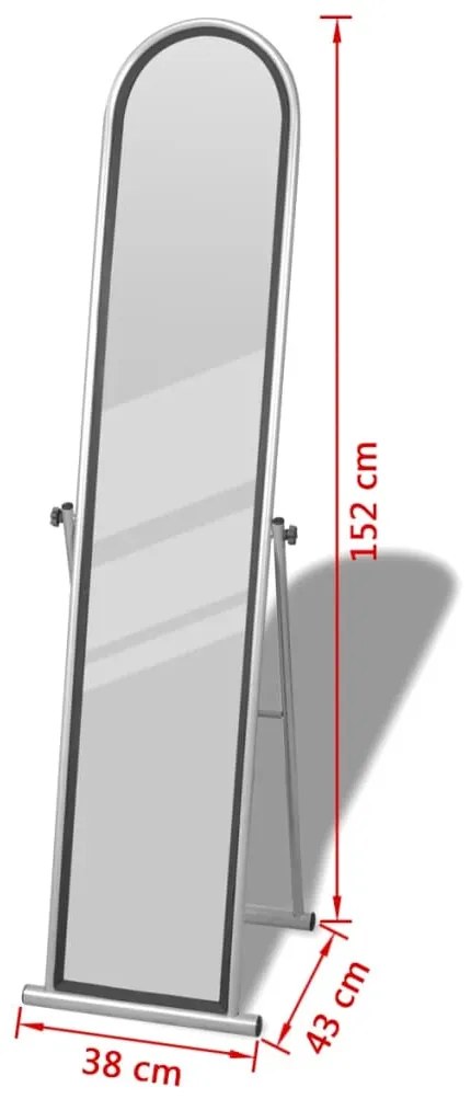 vidaXL Volně stojící podlahové obdélníkové zrcadlo šedé