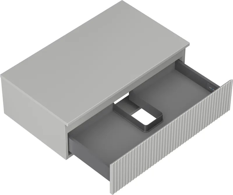 Mexen Rivel, koupelnová skříňka 80 cm s pracovní deskou, 1 zásuvka, drážkovaná, šedá matná, 91A20-08023-1-BFC62