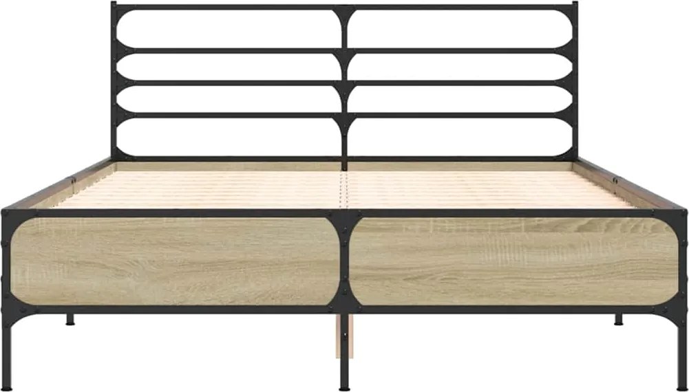 Rám postele dub sonoma 140 x 200 cm kompozitní dřevo a kov 3280043