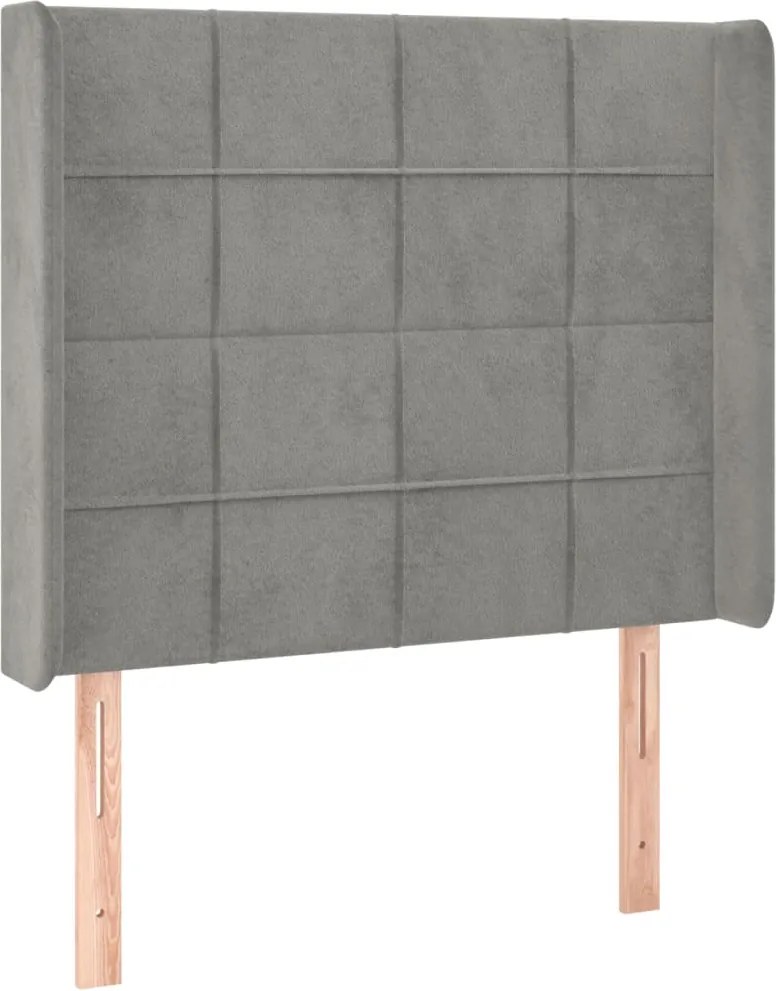 Box spring postel s matrací a LED světle šedá 90x200 cm samet 3139541