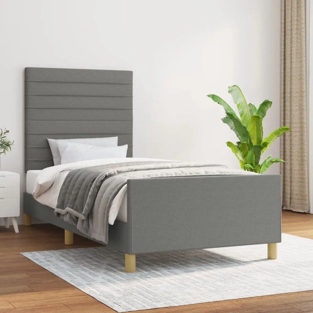 Rám postele bez matrace tmavě šedá 90 x 190 cm textil 3125099