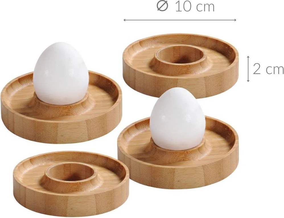 Stojánek na vajíčko, 4 kusy v sadě, Ø 10 cm, bambus, KESPER