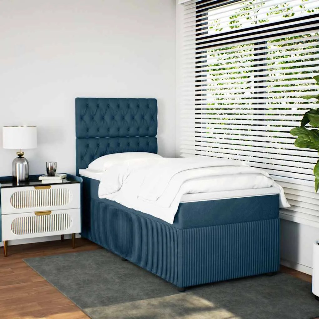 Box spring postel s matrací tmavě modrá 80 x 200 cm samet 3292200