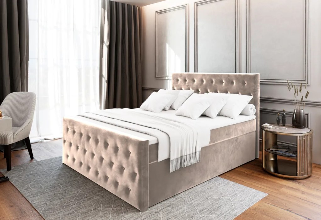 Expedo Čalouněná postel boxspring FENDI, 160x200, casablanca 4 + topper