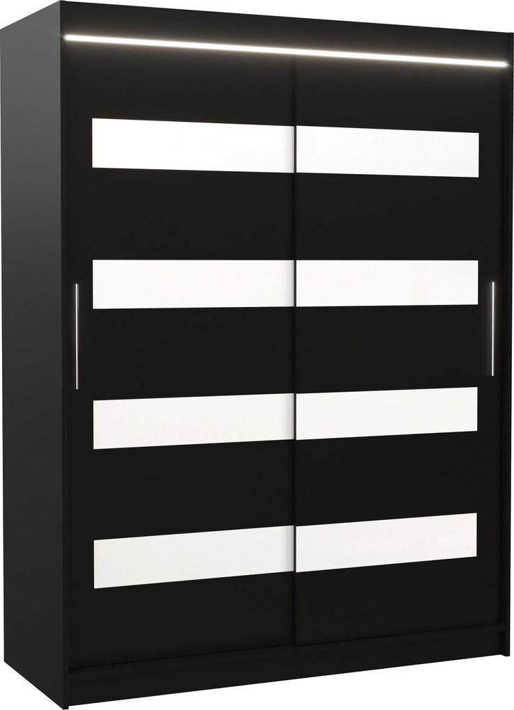 ADRK Furniture Posuvná skříň s lacobelem a LED osvětlením MARTINEZ 150 SW-MAR- B+WL-150+L-V132