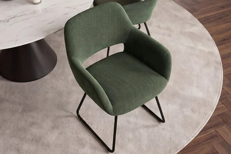 Designová jídelní židle Derrick zelený manšestr