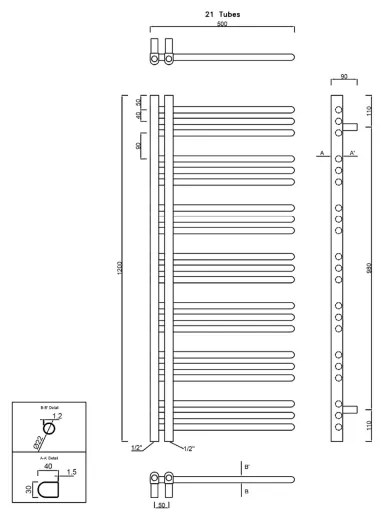 Sapho - Koupelnový radiátor DORLION 378W/230V 50x120 cm lesklý chrom