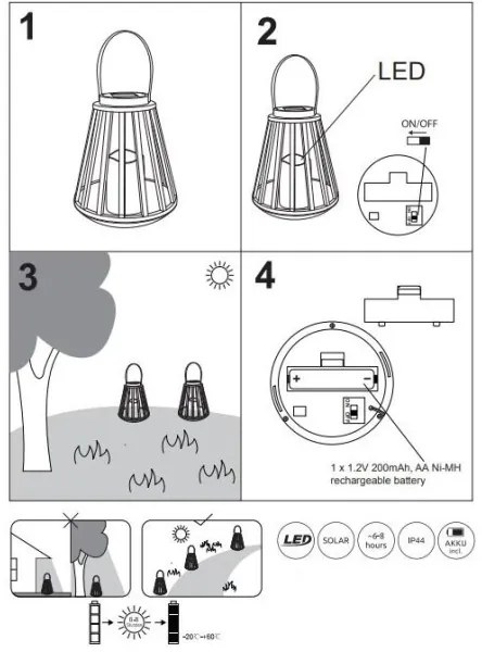Globo 36654 - LED Solární svítidlo SOLAR LED/0,06W/3V 3200K IP44