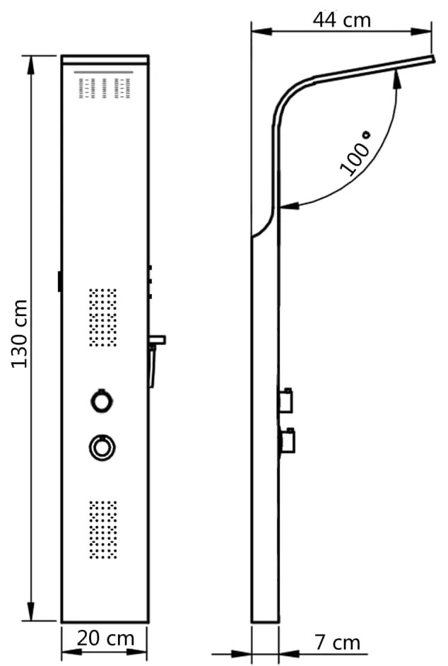 vidaXL Marketos Sprchový panel set hliníkový 20 x 44 x 130 cm bílý