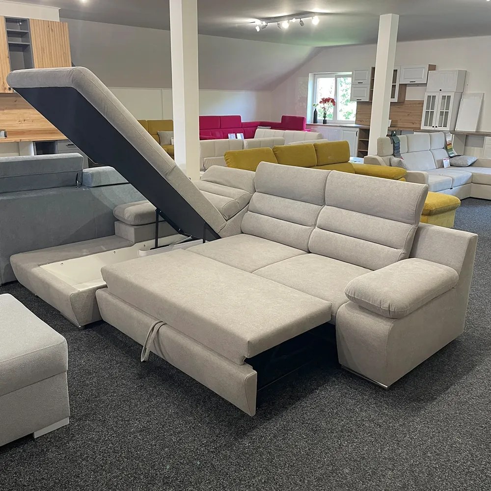 Sedací souprava GRECO MINI | 185x278 cm | 83 středně šedá | rozkládací + úložný prostor | VÝPRODEJ Z PRODEJNY