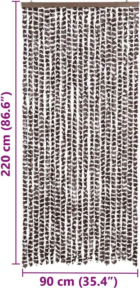 Závěs proti hmyzu hnědý a bílý 90 x 220 cm Chenille 325452