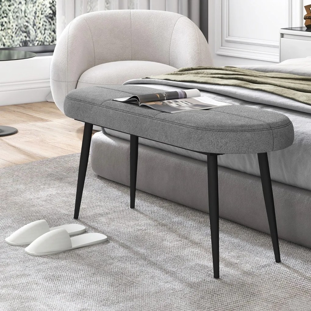 Costway Lavice 113 cm s polštáři a kovovými nohami čalouněná otoman do 300 kg