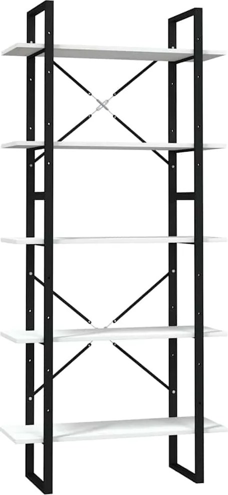 Knihovna s 5 policemi bílá 80 x 30 x 175 cm borové dřevo 3081994