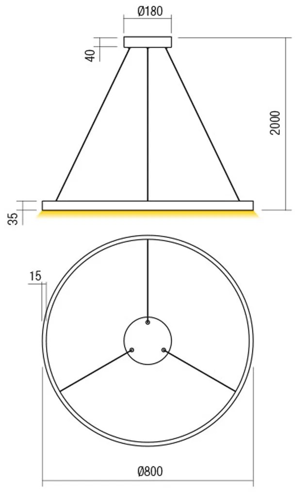 Redo 01-2873 závěsné LED svítidlo stmívatelné Febe pískově černé, 50W, 3000K, ø80cm