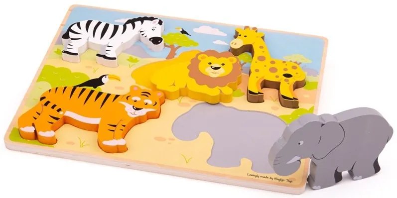 Bigjigs Toys Hrubé vkládací puzzle safari