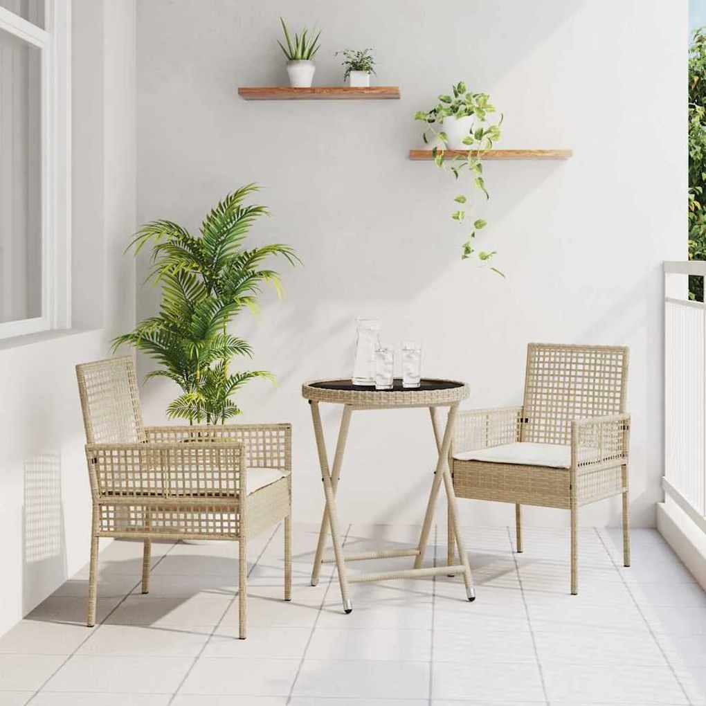 Zahradní bistro set 3 ks Béžová polyratan 3334966