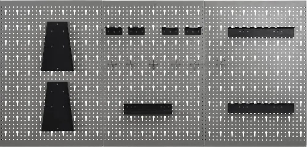 Nástěnné děrované panely 3 ks 40 x 58 cm ocel 145351
