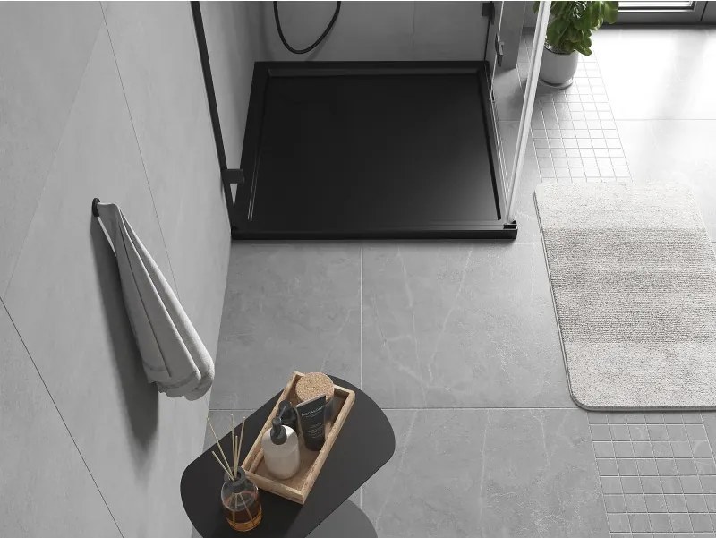Mexen Flow Slim, čtvercová sprchová vanička 90 x 90 cm, černá matná, 46S709090