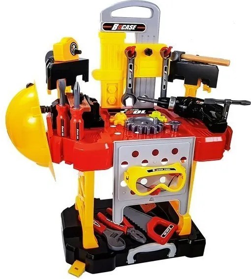 LEAN Toys Dětská dílna 3v1 na baterie, kufřík, 85 dílů, 56 cm