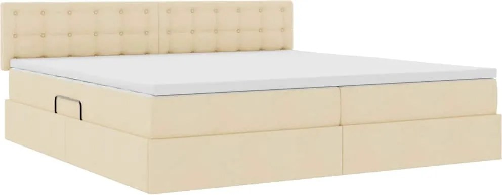 Postel s úložným prostorem a matrací Krémová 200 x 200 cm Samet 3370660