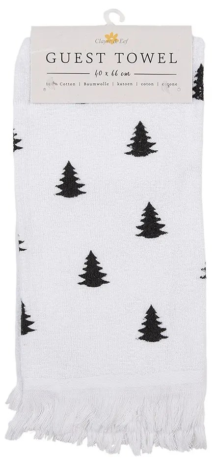 Bílý kuchyňský froté ručník se stromky Black&White X-Mas - 40*66 cm