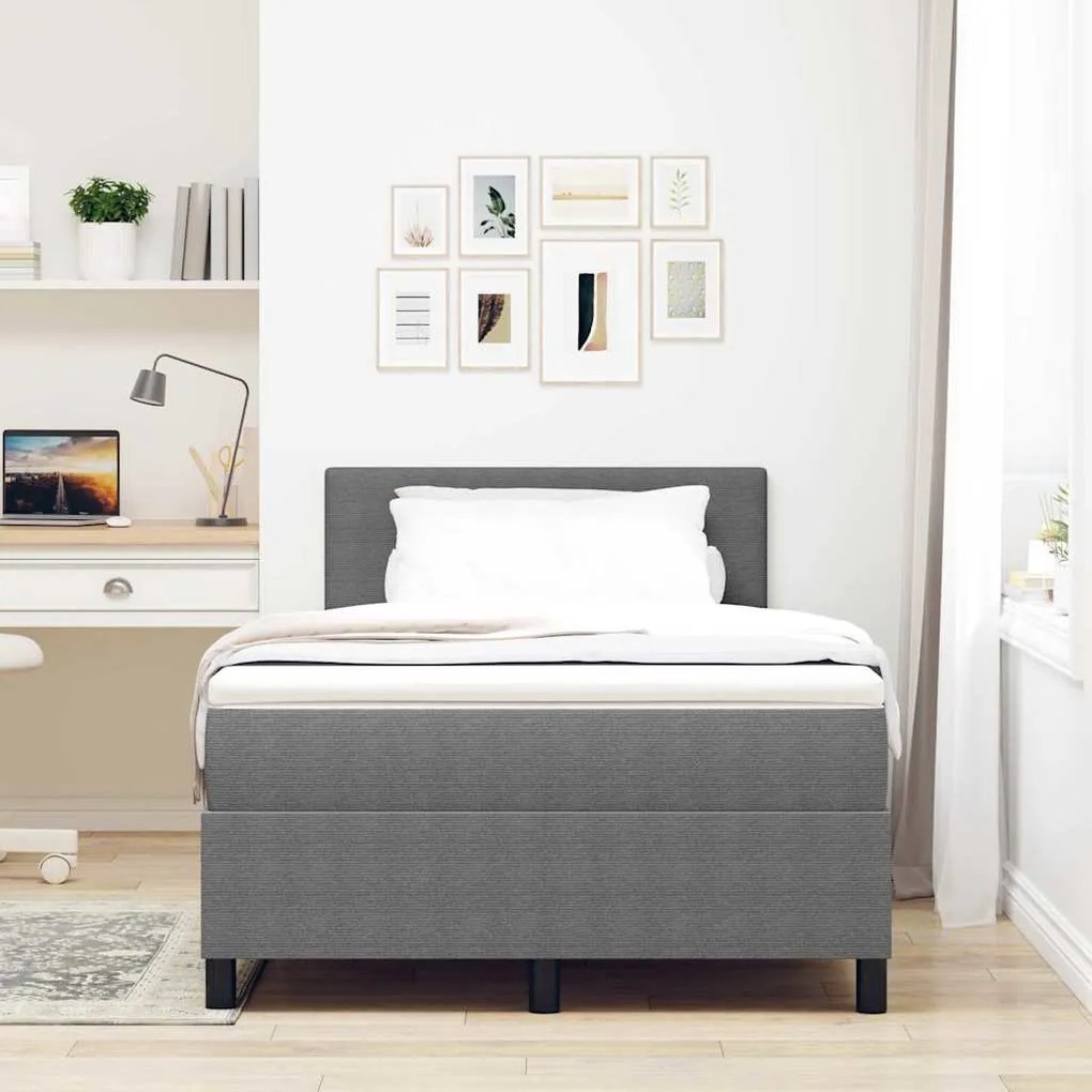 Postel s boxspringem s čelo Světle šedá a bílá 120 x 190 cm 3337503