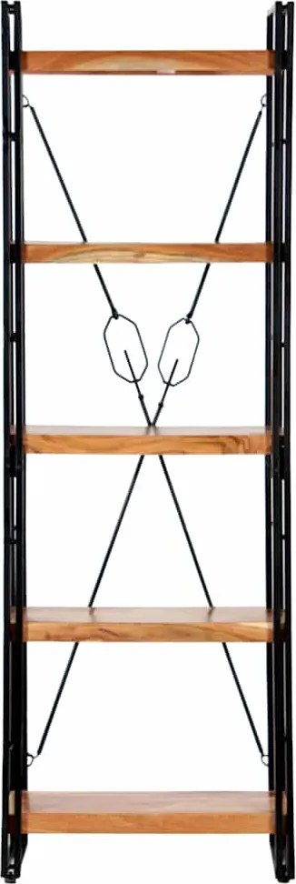 Knihovna s 5 policemi 60 x 30 x 180 cm masivní akáciové dřevo 286588