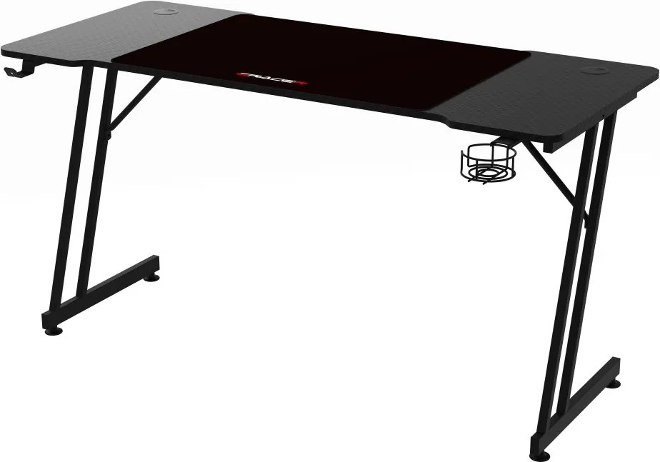 Herní stůl ERACER H1104 — 140x60 cm, kov, melamin, černá