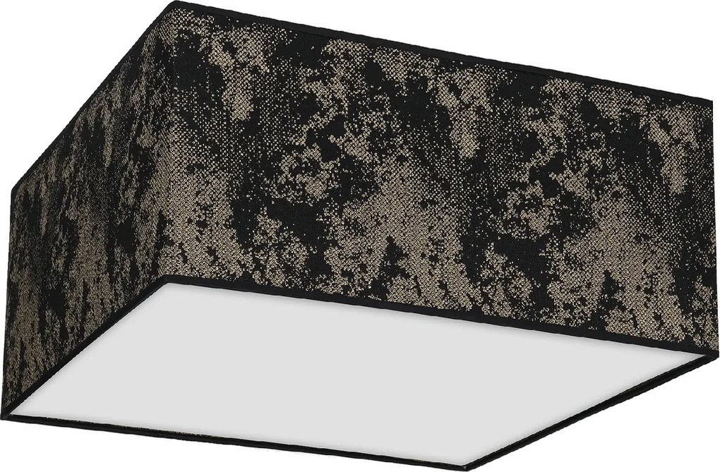 Stropní svítidlo Satino Square, 1x černé/zlaté textilní stínítko, (bílé plexisklo), (40 cm)