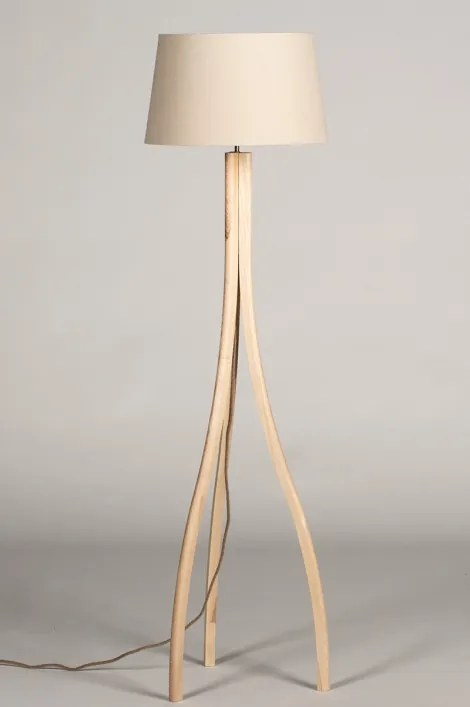 Stojací designová lampa Arbon Taupe and Natur Wood