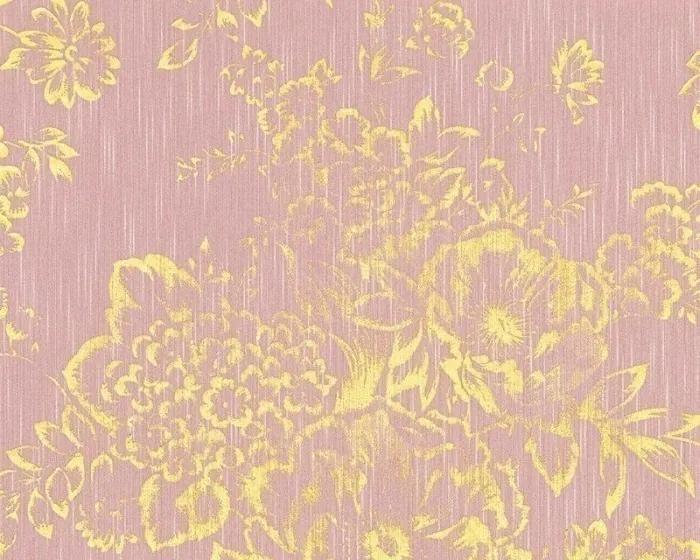 A.S. Création | 30657-5 tapety na zeď Metallic Silk | 0,53 x 10,05 m | růžová,  zlatá