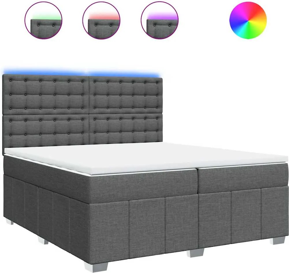 Box spring postel s matrací tmavě šedá 200x200 cm textil 3294090