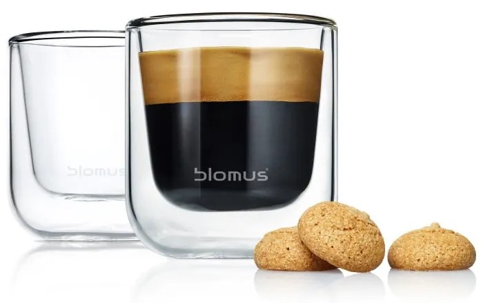 Sada 2 dvojitých šálků na espresso Blomus Nero, 80 ml