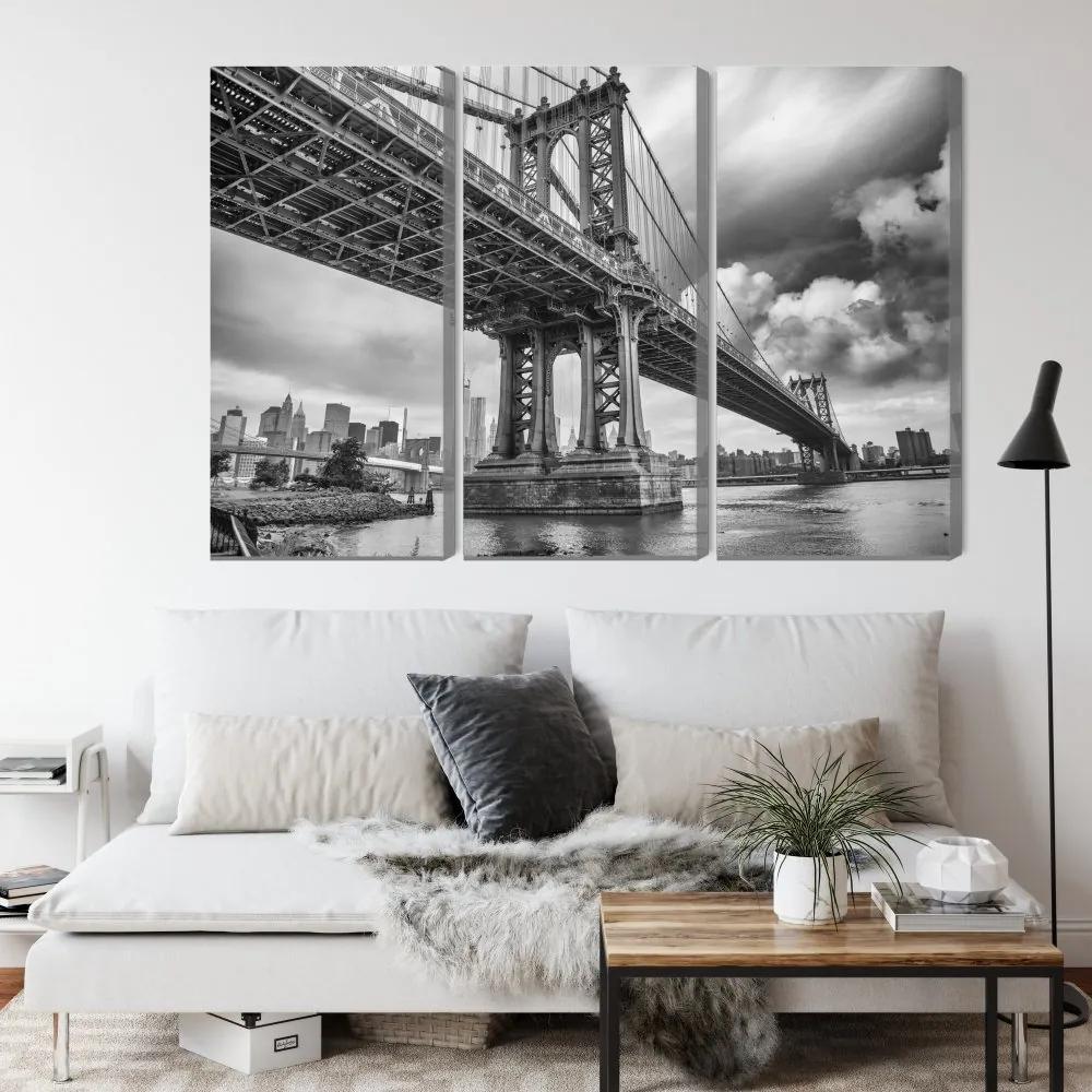 Vícedílný obraz Manhattan Bridge V New Yorku Nedostatek Nedostatek Přírodní plátno 150x100