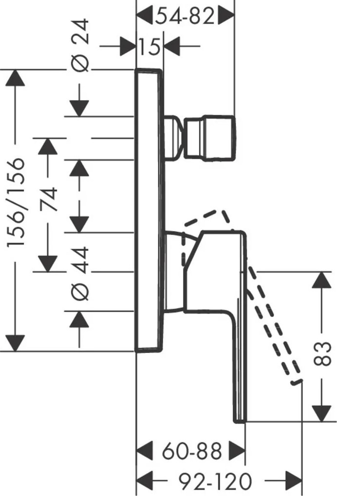 Hansgrohe Vernis Shape, vanová baterie pod omítku, černá matná, 71469670