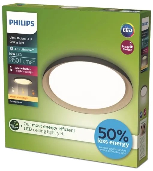 Philips - LED Stmívatelné stropní svítidlo PEBBLO LED/10W/230V 2700K černá
