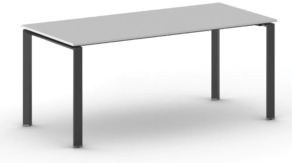 Jednací kancelářský stůl PRIMO INFINITY, 180x90 cm, černá podnož, šedá