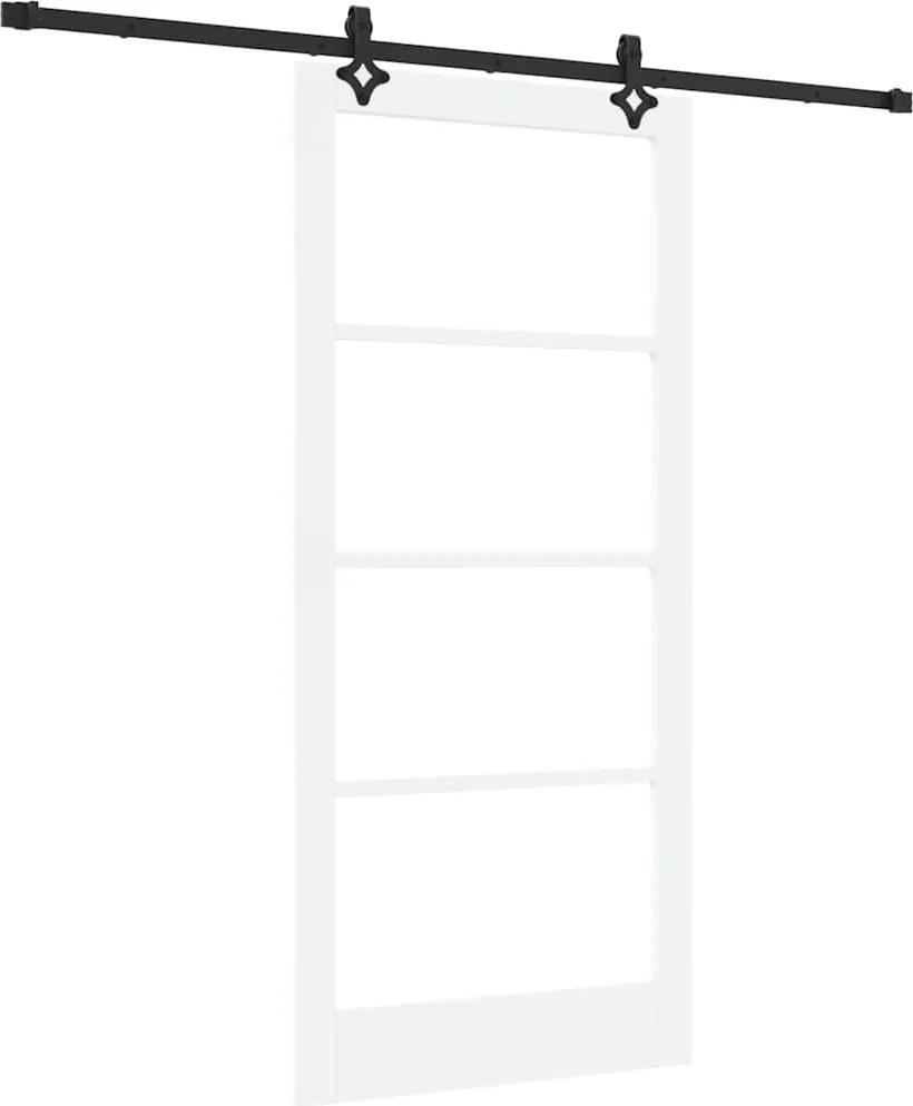 Posuvné dveře Bílá 93 x 202 cm Masivní borové dřevo a sklo 3332316