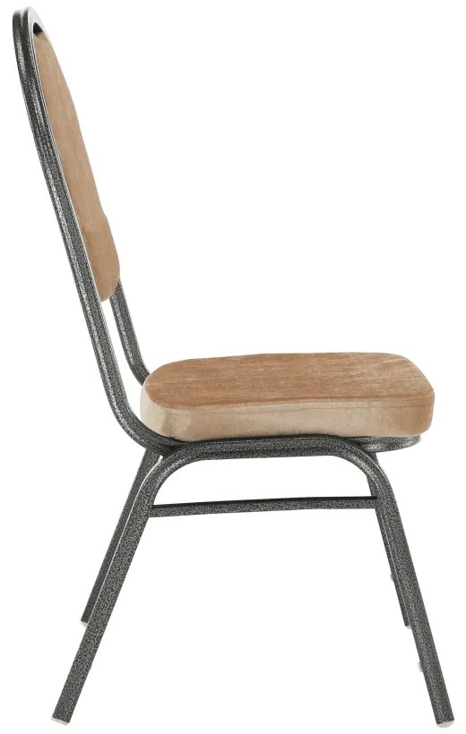 Židle, stohovatelná, látka béžová / rám šedý, JEFF 2 NEW