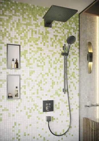 Hansgrohe FixFit, nástěnné kolínko Square se zpětným ventilem, kartáčovaný černý chrom, HAN-26455340