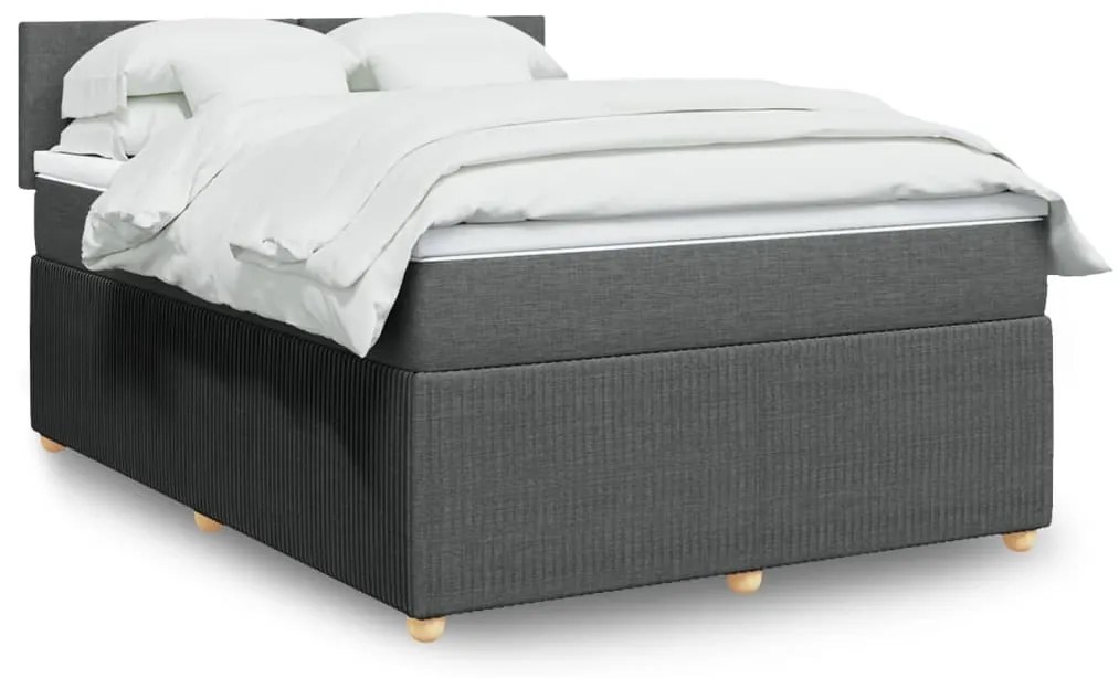 Box spring postel s matrací tmavě šedá 120x190 cm textil