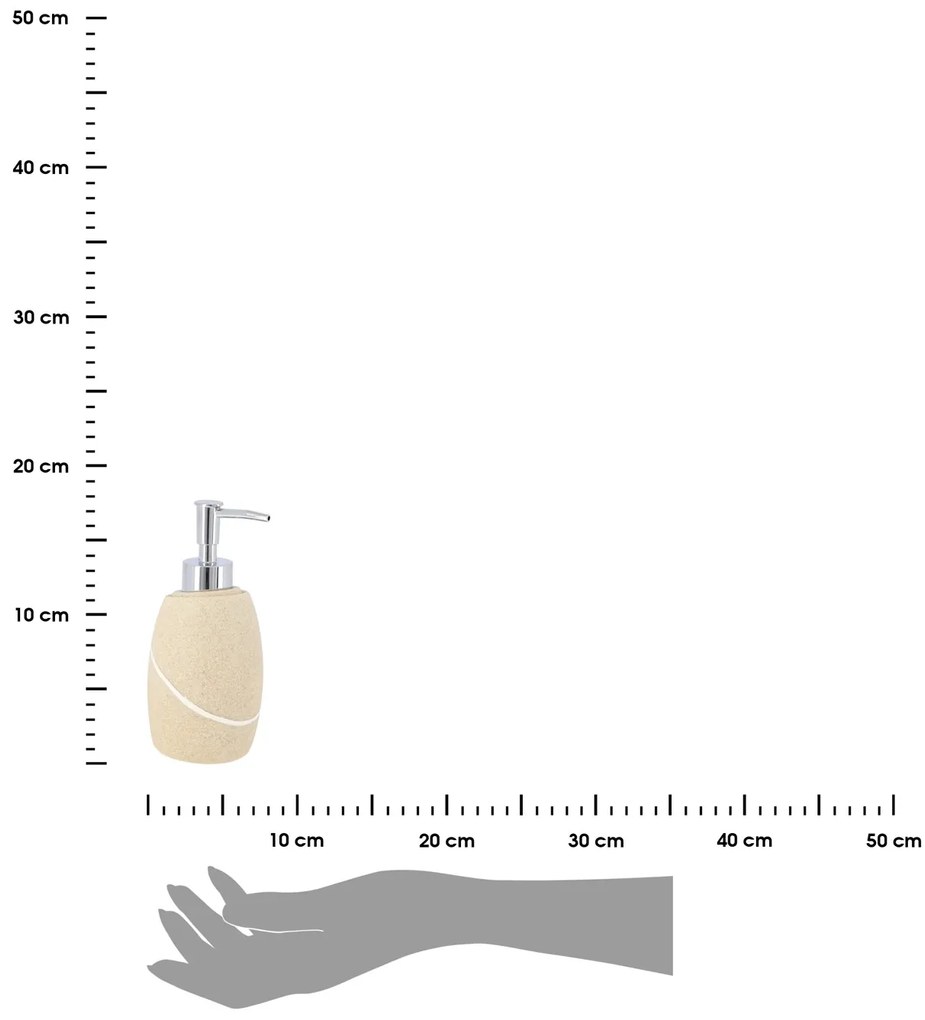 Dávkovač mýdla Caldarela, písková/s chromovými prvky, 240 ml
