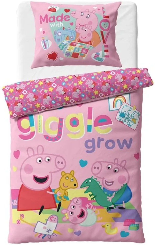Bavlněné ložní povlečení Prasátko Peppa - motiv Čas na hraní - 100% bavlna - 70x90 cm + 140x200 cm
