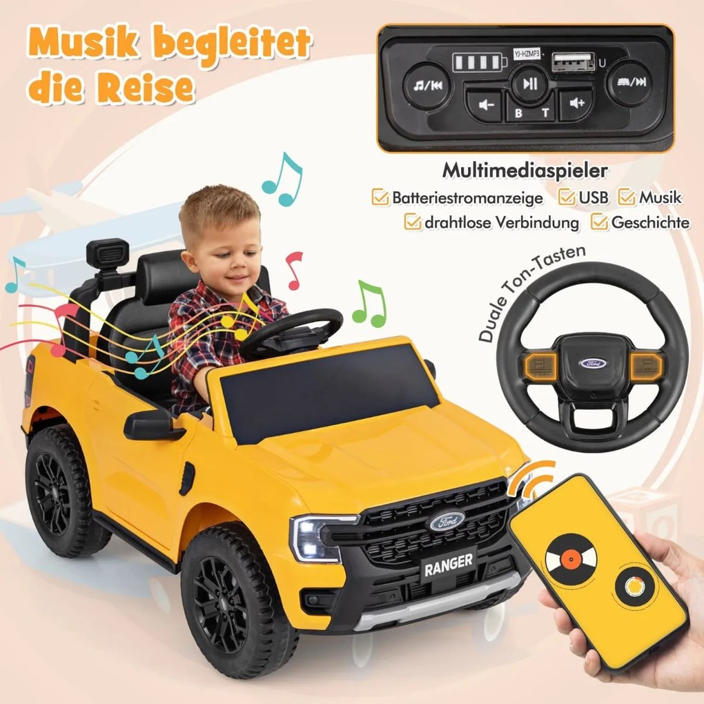 Costway Dětské elektrické auto Ford 12 V dětské auto elektrické s dálkovým