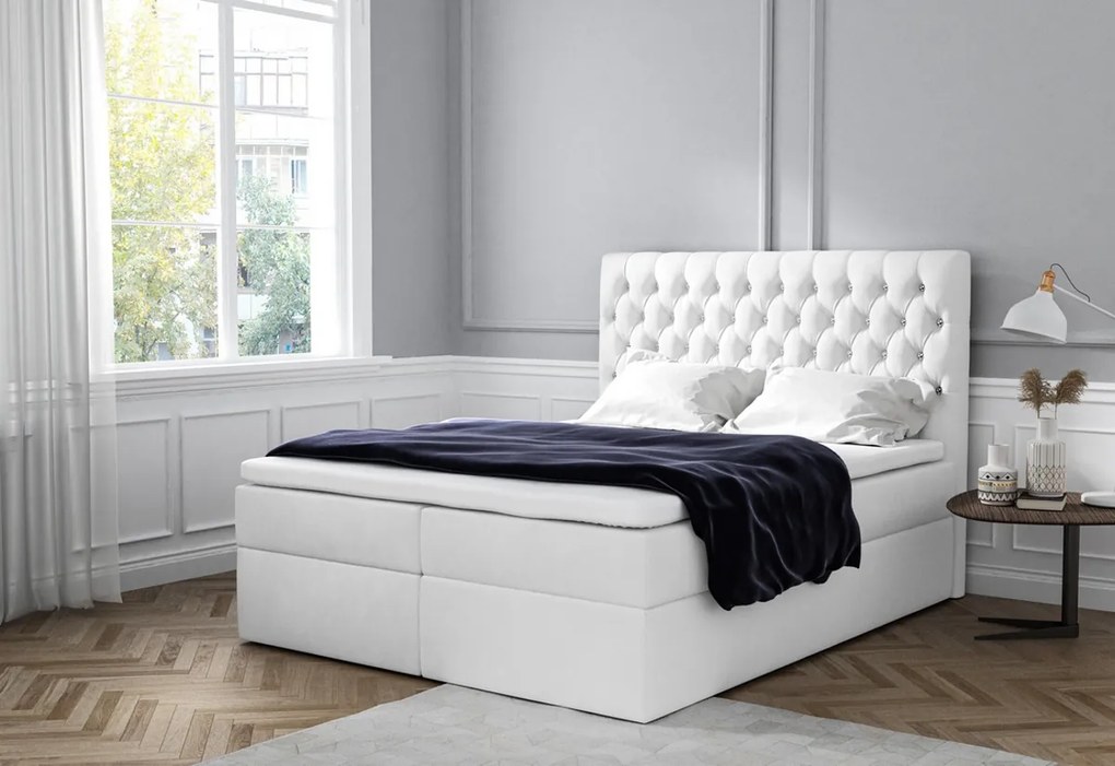 Expedo Čalouněná postel boxspring TOMIO + topper, 160x200, jasmine 20